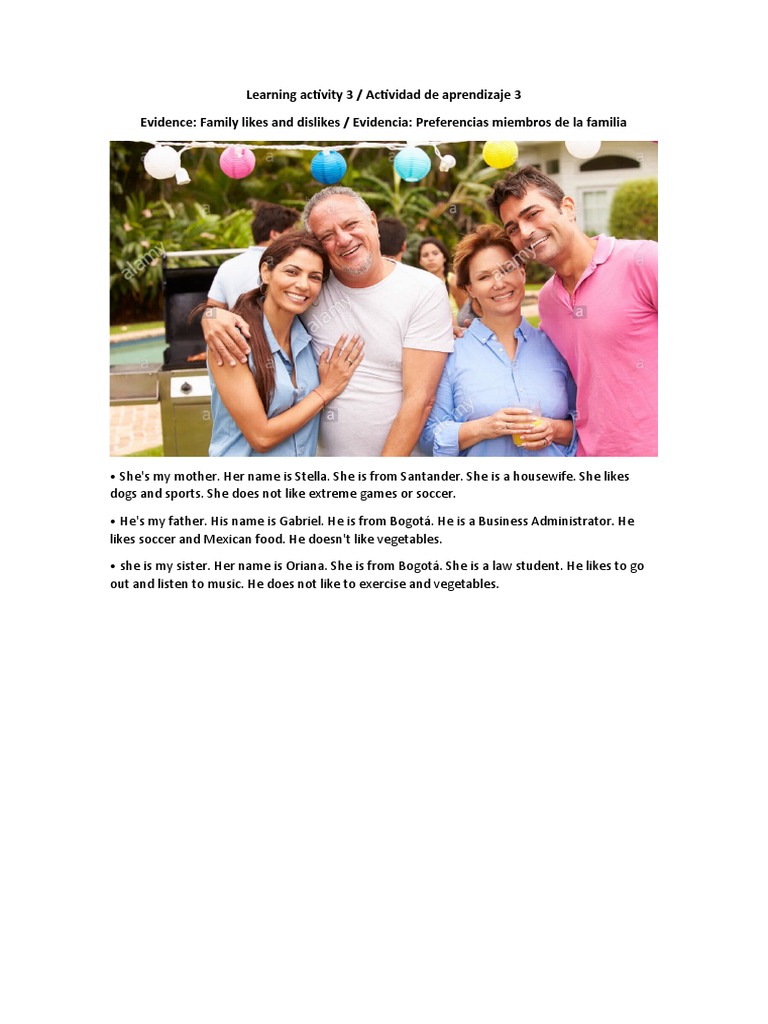 Family Likes and Dislikes | PDF