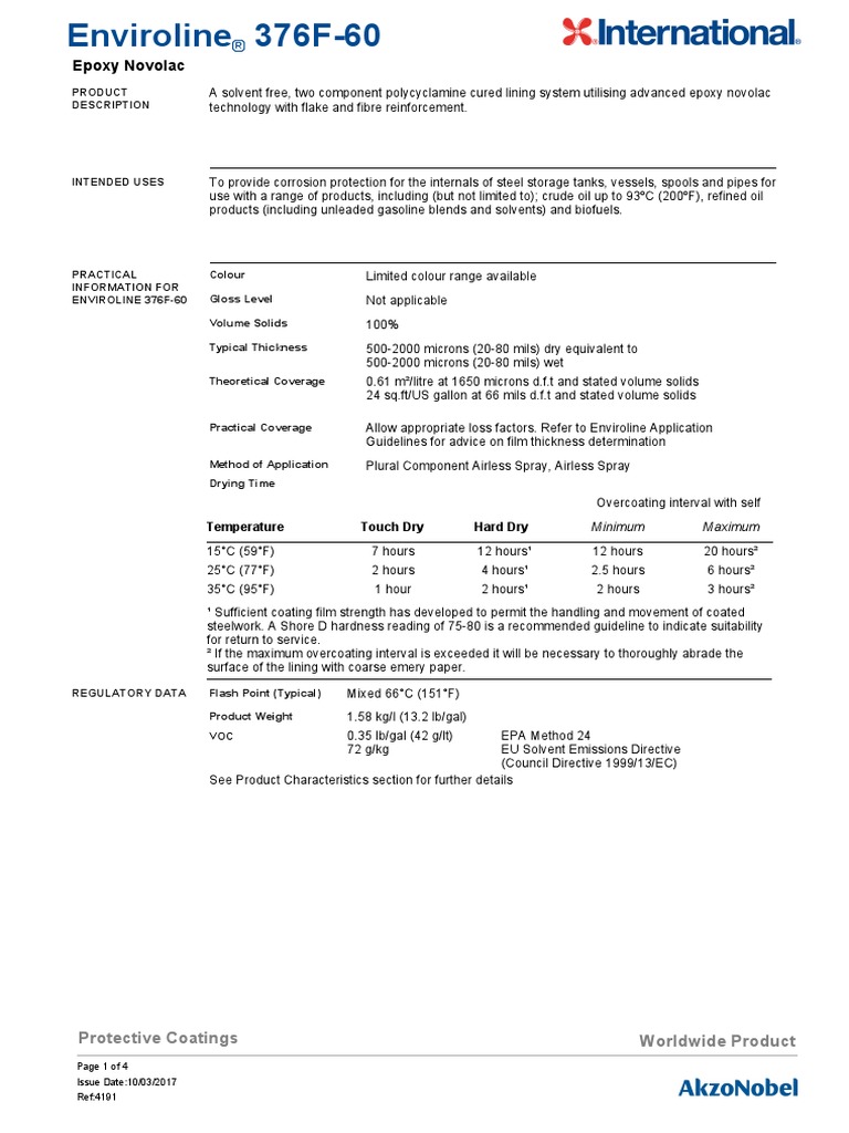 Enviroline 376F 60 | PDF | Epoxy | Volatile Organic Compound