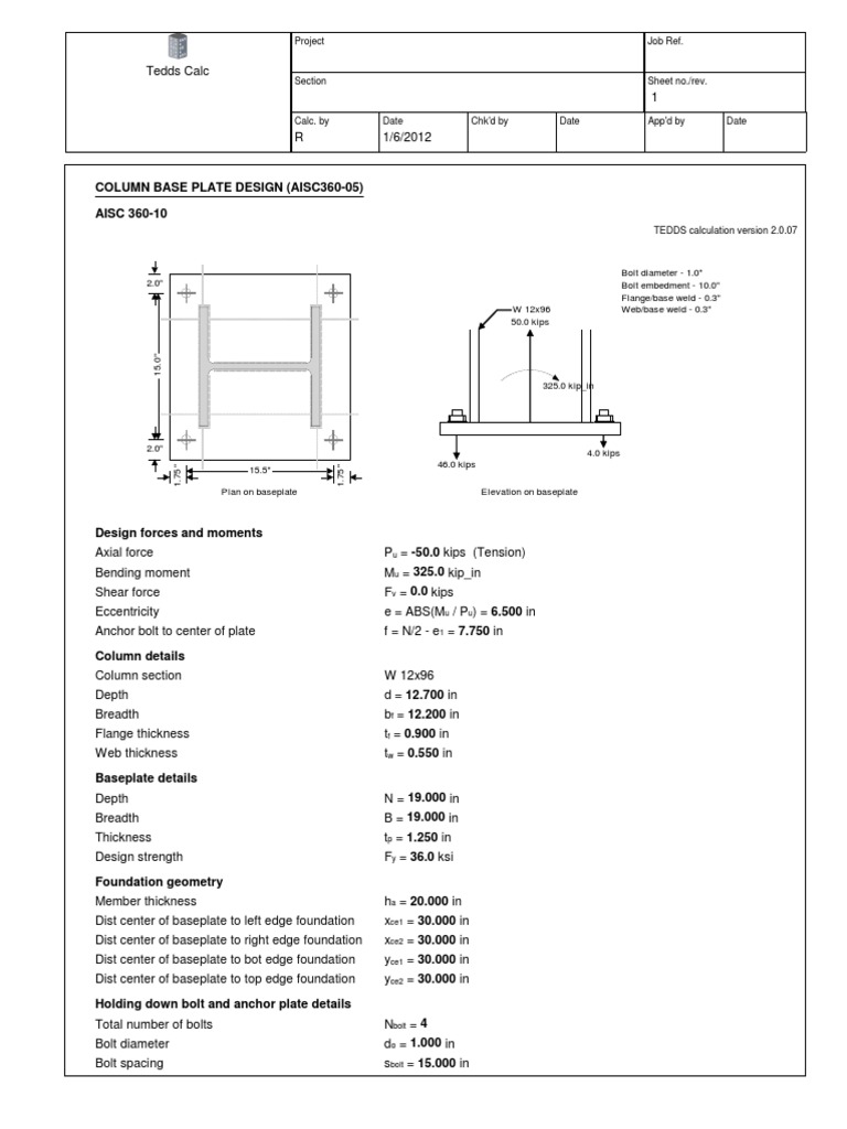 Uplift With Moment Example | PDF | Screw | Bending