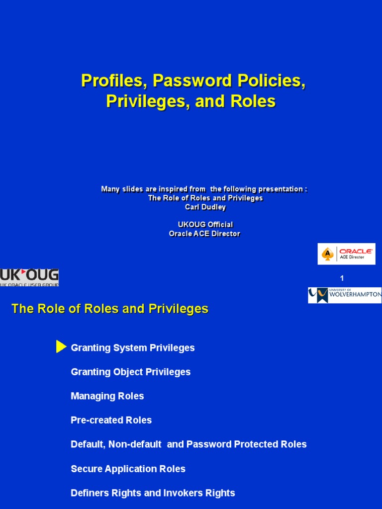 Ch3 Profiles, Password Policies, Privileges, and Roles | PDF ...