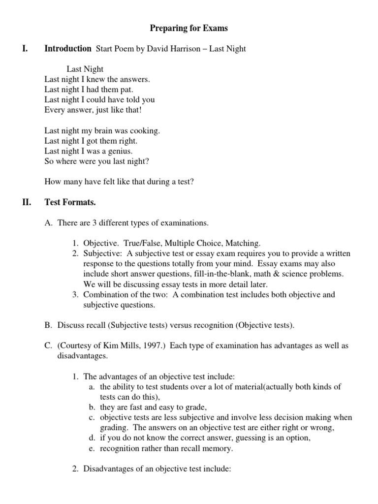 Preparing For Exams Notes | PDF | Test (Assessment) | Multiple Choice