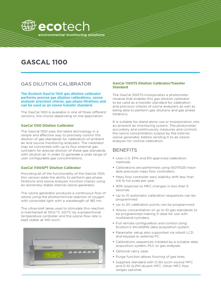 GasCal 1100 Brochure PDF | PDF | Ozone | Gases
