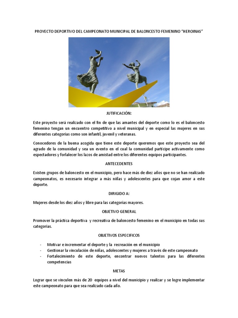 Proyecto Deportivo Heroinas | PDF | Deportes | Básquetbol