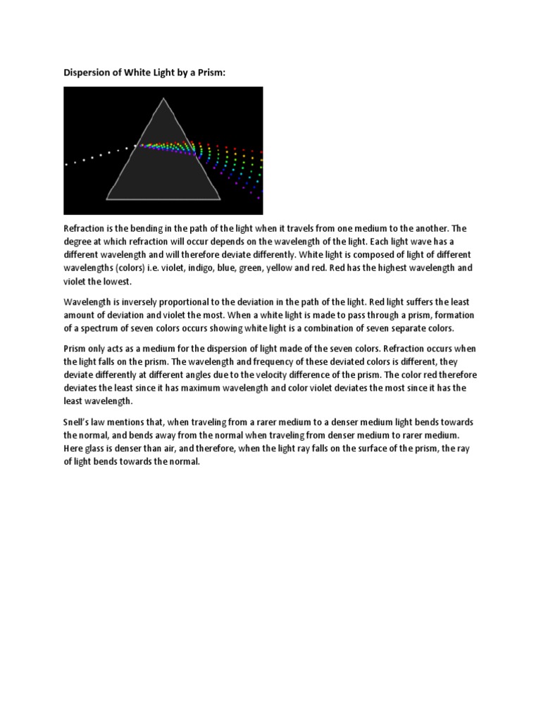 Dispersion of White Light in a Prism | PDF | Art | Poetry