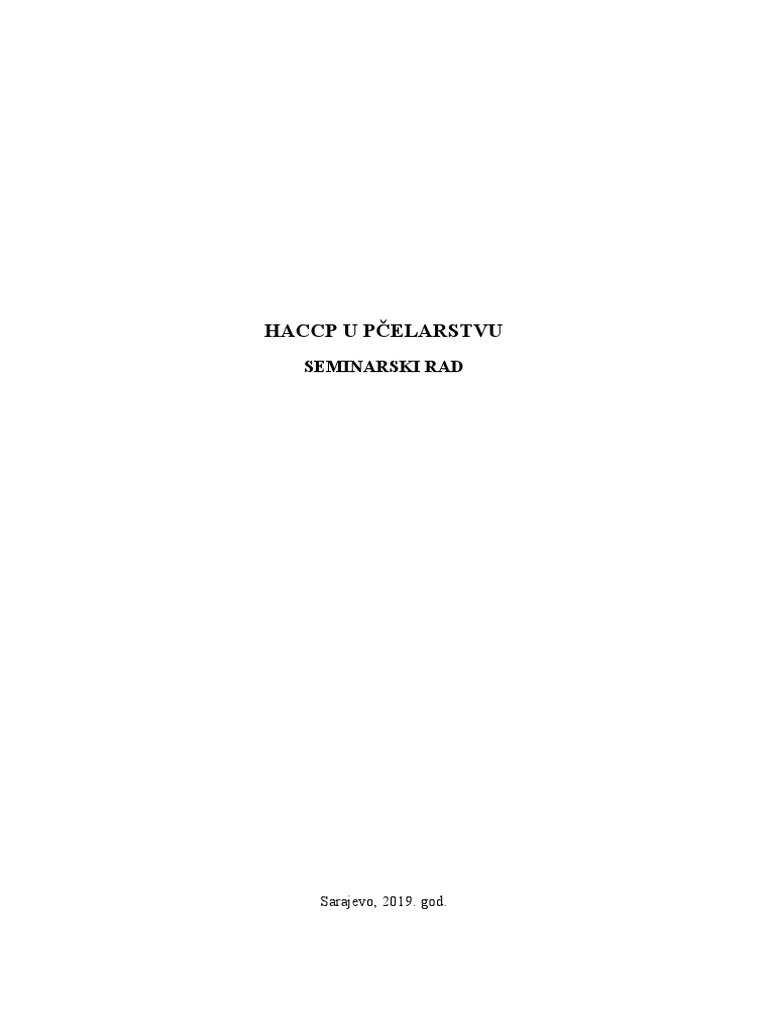 HACCP U Pcelarstvu | PDF