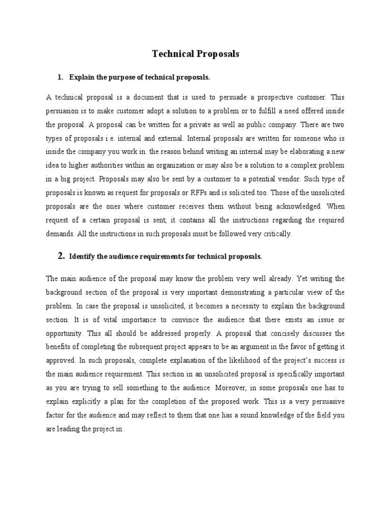 Explain The Purpose of Technical Proposals | PDF | Specification ...