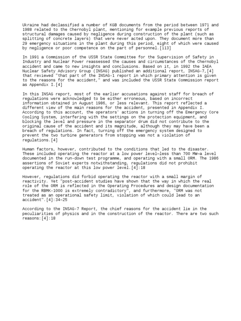 Insag 7 | Download Free PDF | Chernobyl Disaster | Nuclear Power