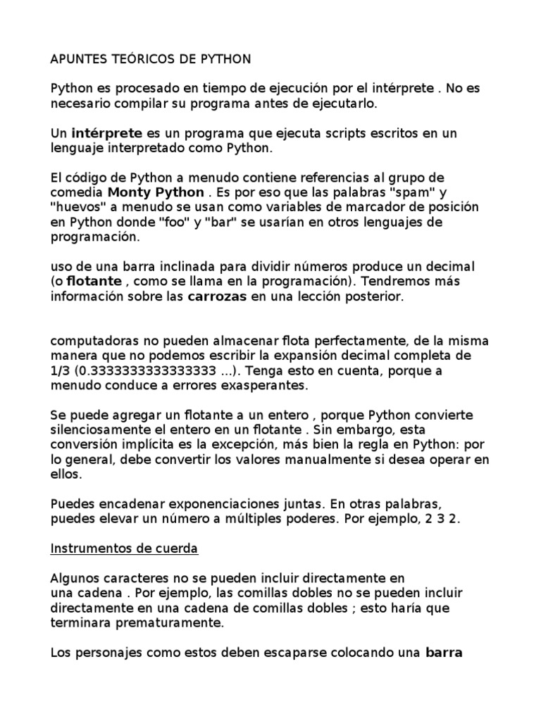 Apuntes de Python | PDF | Python (lenguaje de programación) | Programa ...
