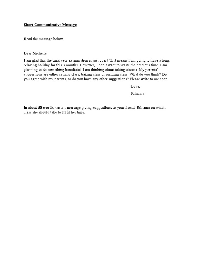 PKP Week 3-Short Communicative Message-Form 1 | PDF