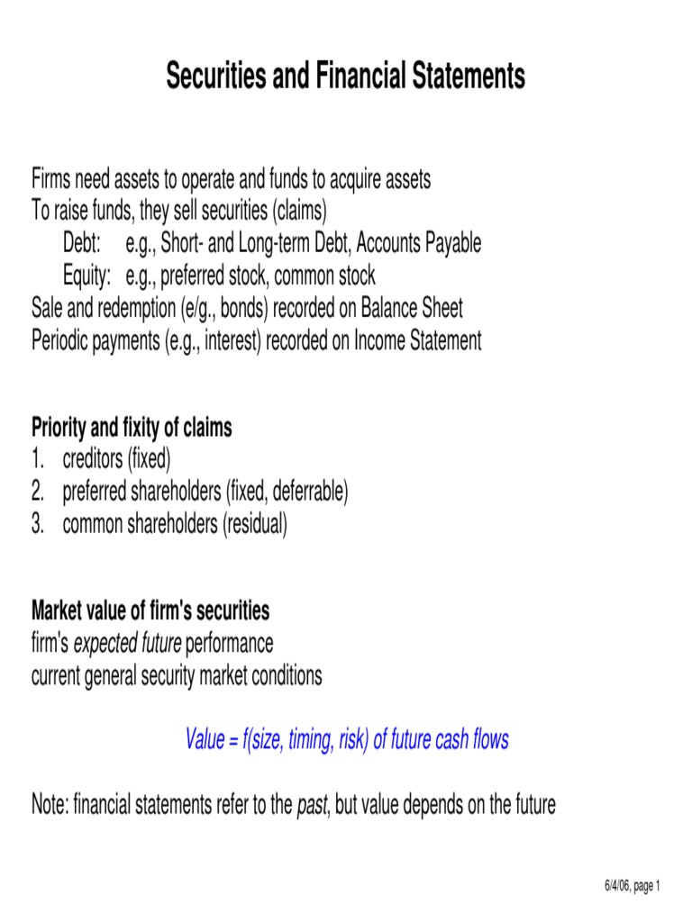 Securities & Financial Statements | PDF | Equity (Finance) | Balance Sheet