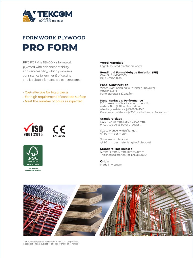 Pro Form - Plywood Formwork For Exposed Concrete Area | PDF | Plywood ...