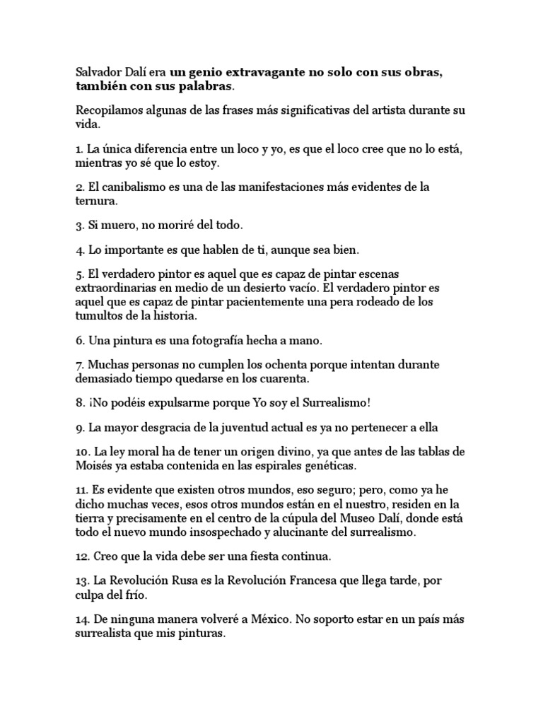 Citas Salvador Dalí | PDF | Surrealismo | Salvador Dalí