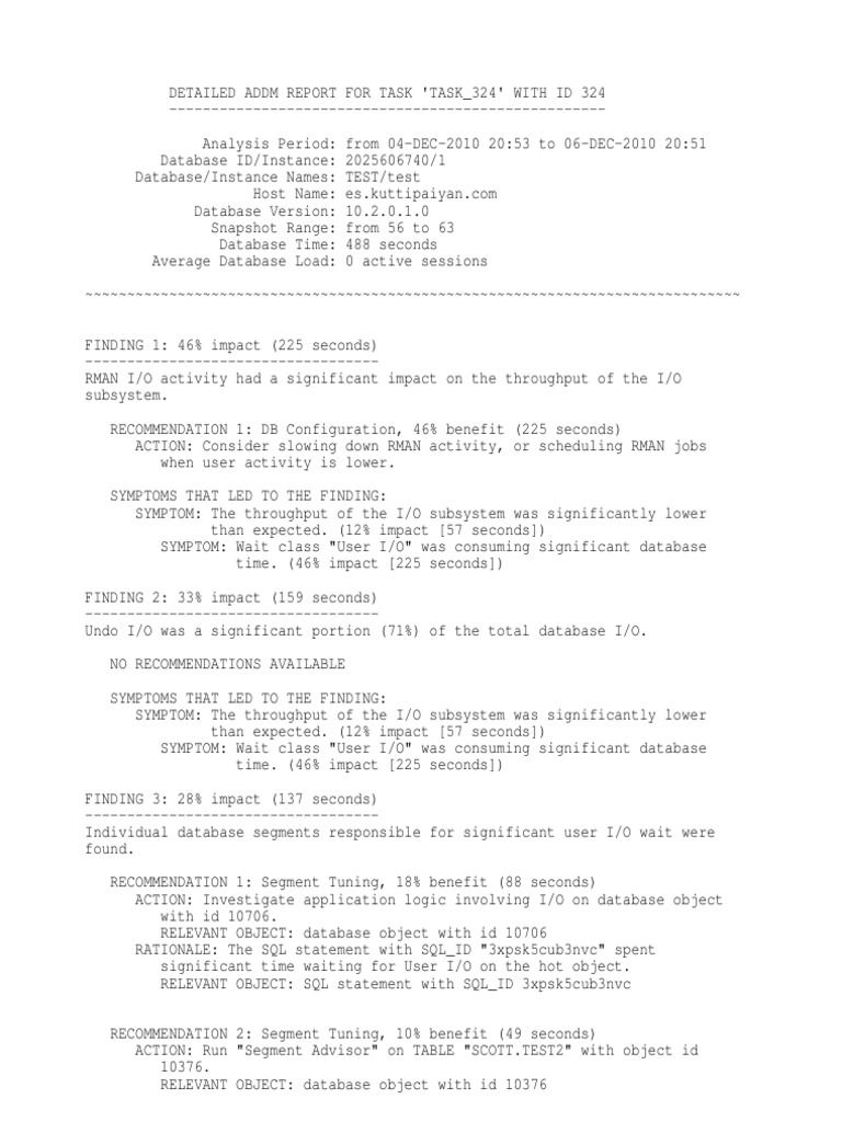 Addm | PDF | Oracle Database | Databases
