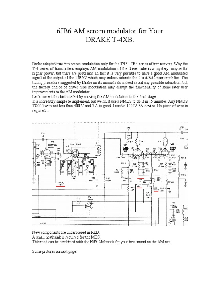 6JB6 AM Mod for Drake T-4XB Transmitter | PDF | Computers