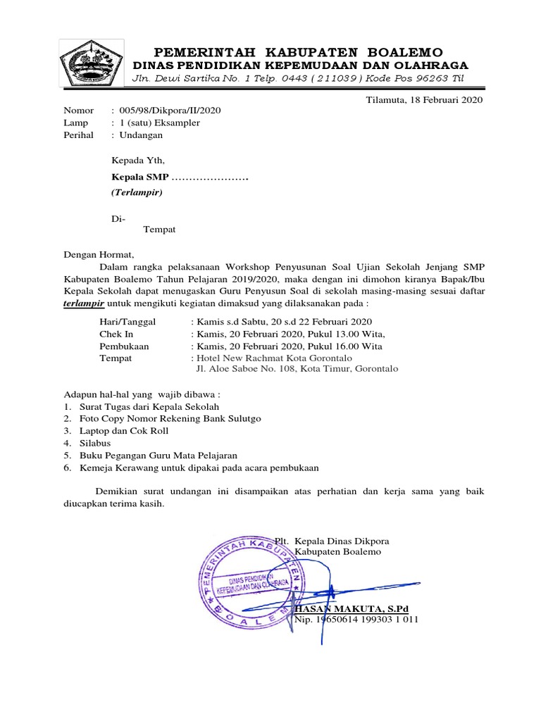 Undangan Penyusunan Soal Ujian | PDF