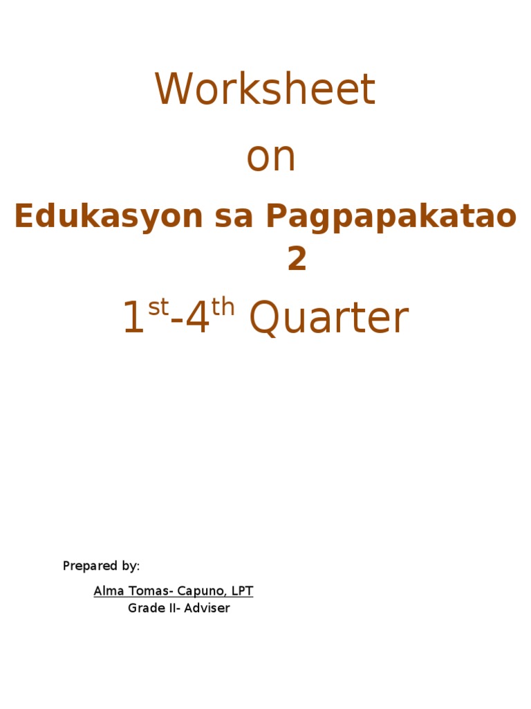 Worksheet On EsP 2 1st-4th Quarter Alma Capuno | PDF