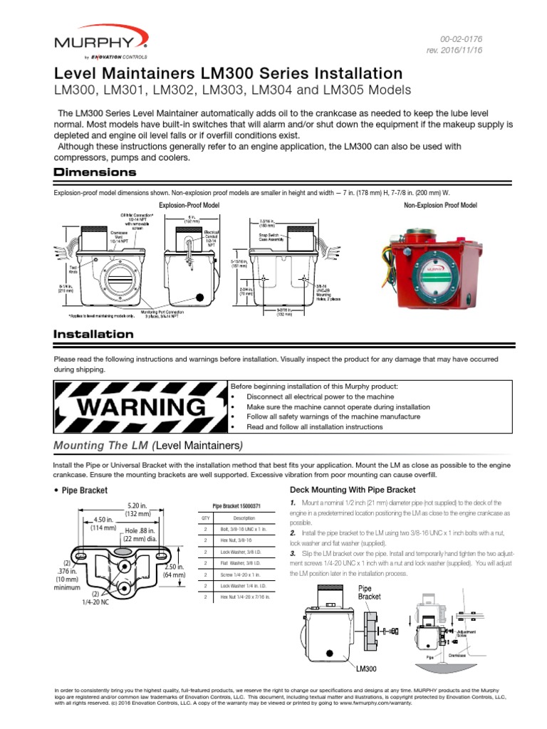 Level Maintainers LM300 Series Installation: LM300, LM301, LM302, LM303 ...