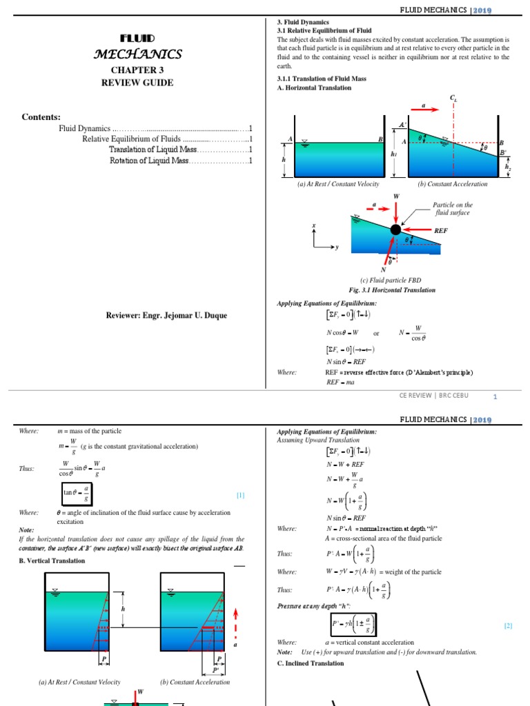 Fluid Dynamics and Acceleration Review | PDF | Mass | Pressure