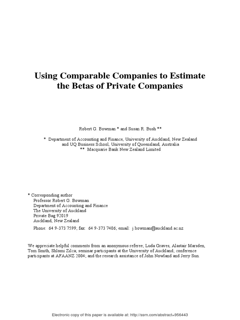 Betas Comparables | PDF | Beta (Finance) | Errors And Residuals