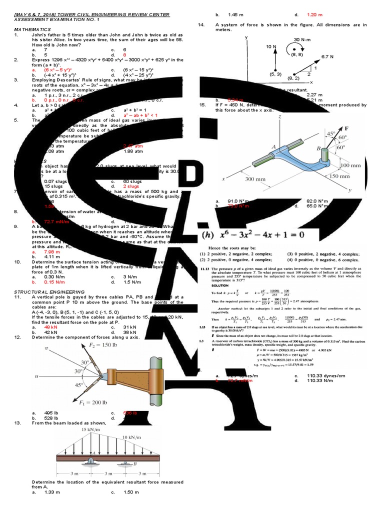 (May 6 & 7, 2018) Tower Civil Engineering Review Center Assessment ...