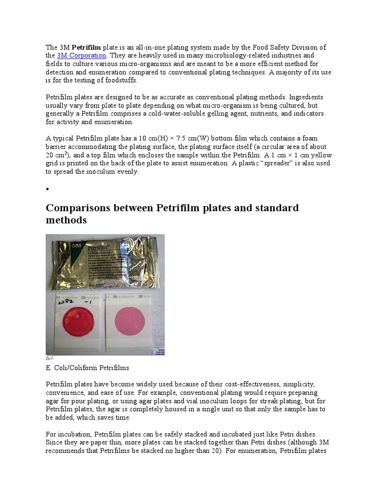 The 3M Petrifilm Plate Is An All | PDF | Biology | Laboratories
