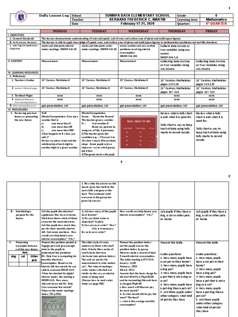 Q4 Week 5 | PDF | Volume | Teachers
