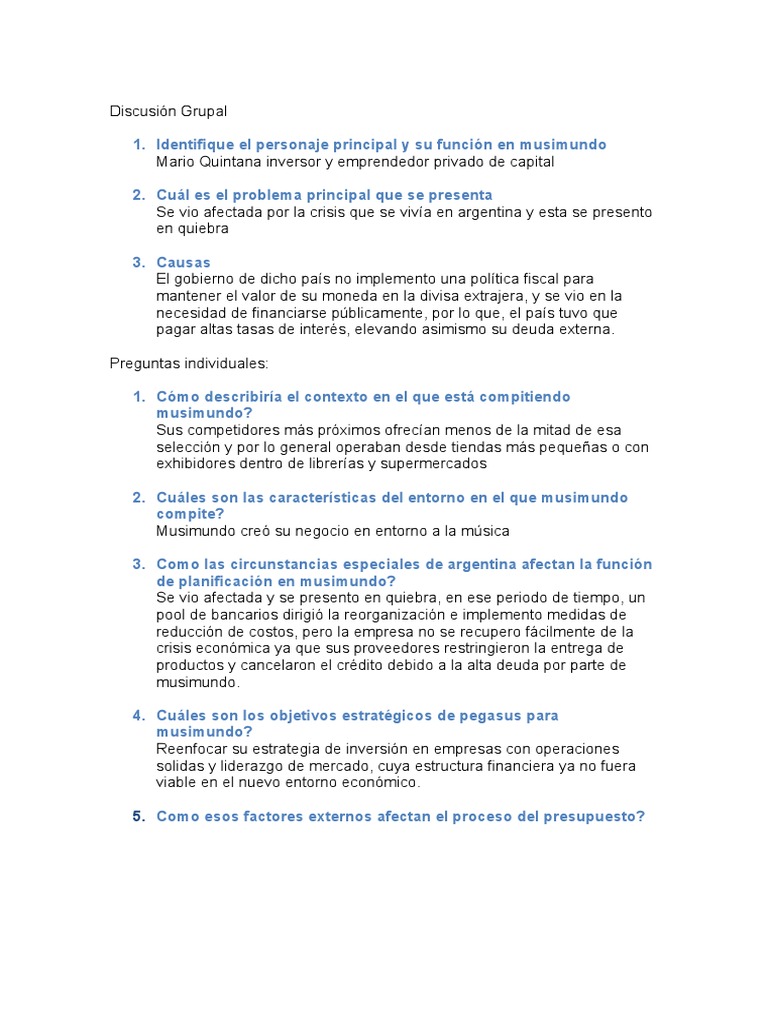 Discusión Grupal | PDF