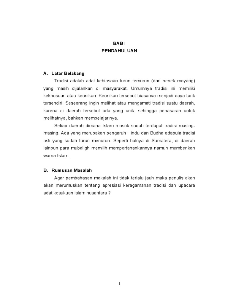 Makalah Mengapreasisasi Keragaman Tradisi Dan Upacara Adat Kesukuan Islam Nusantara | PDF