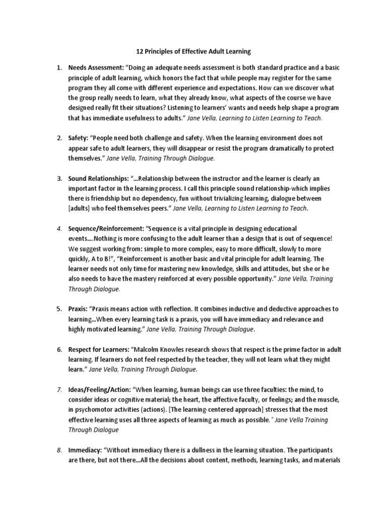12-Principles-of-Effective-Adult-Leanring Vella PDF | PDF | Adult ...