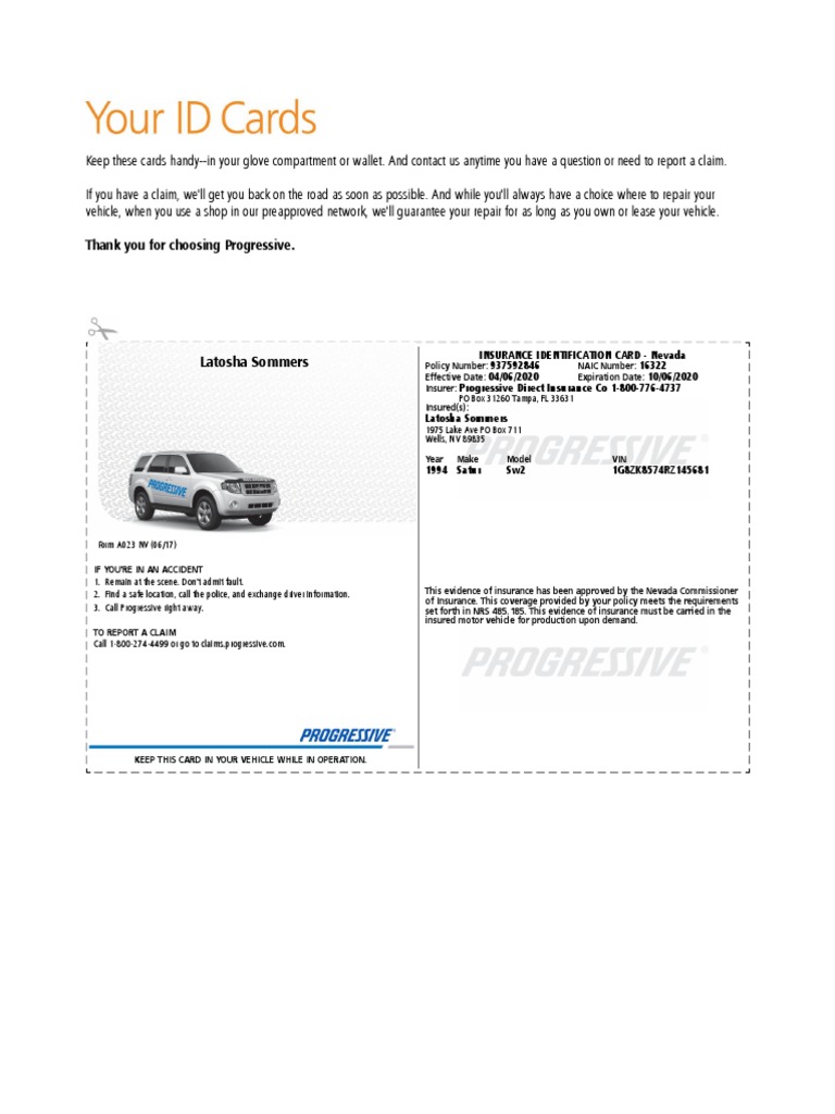 Providing Customer Service: An Insurance Identification Card and Policy ...