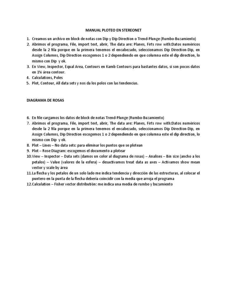 Manual de Ploteo en Stereonet | PDF | Métodos y materiales de enseñanza