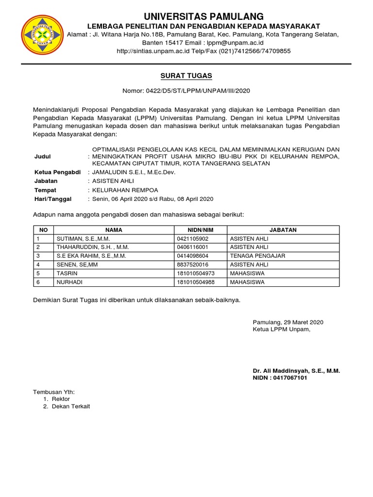 Surat Tugas PKK PDF | PDF