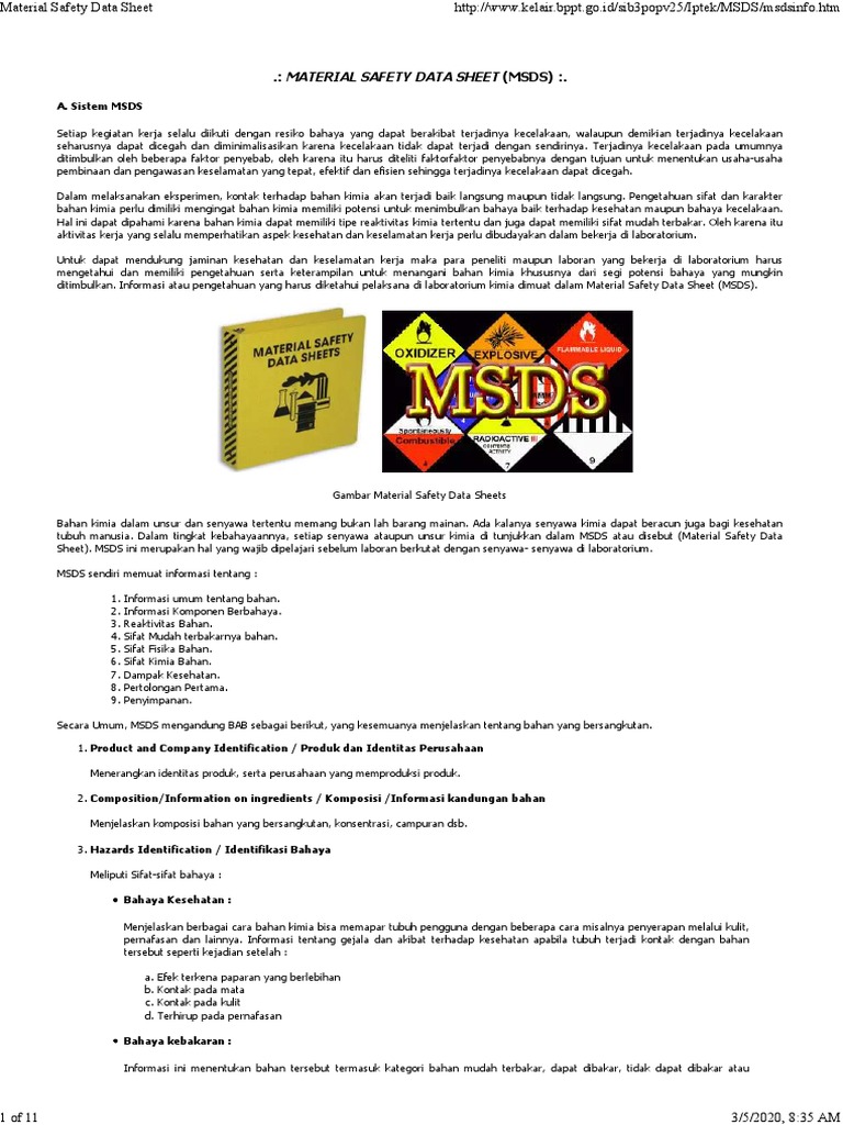 Panduan MSDS untuk Laboratorium Kimia | PDF