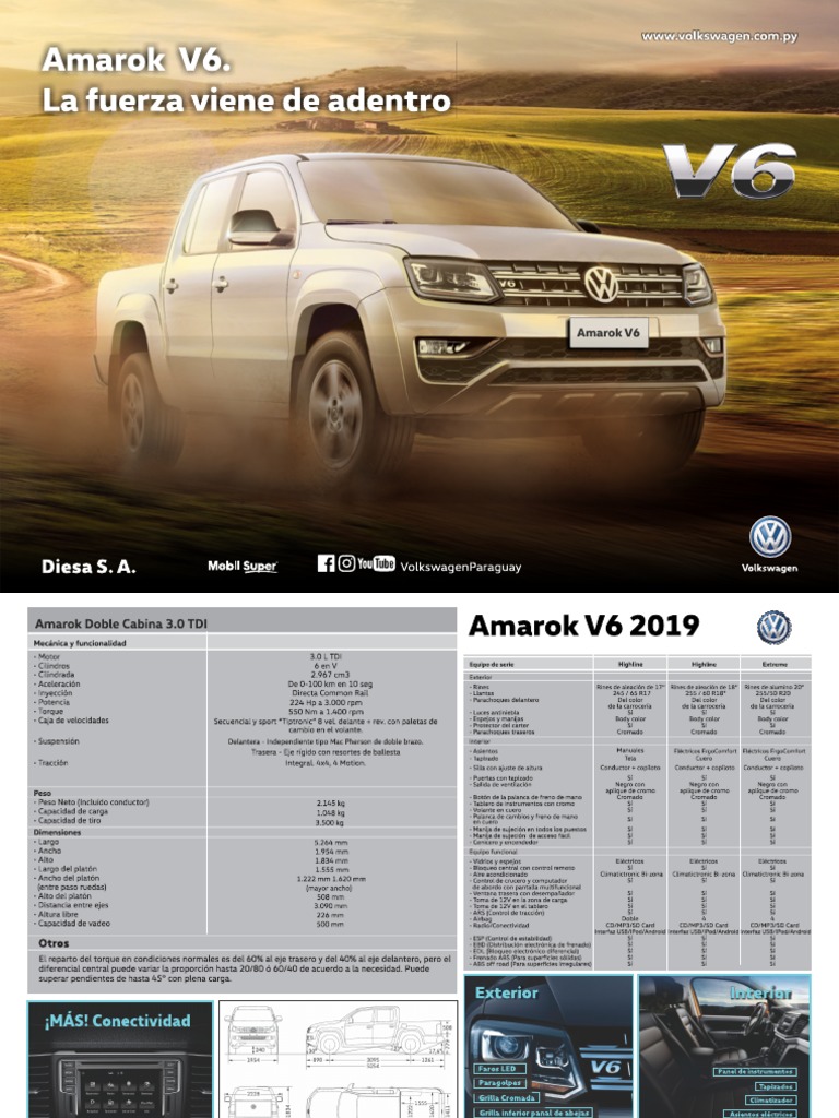 Ficha Técnica Amarok V6 2019 PDF | PDF