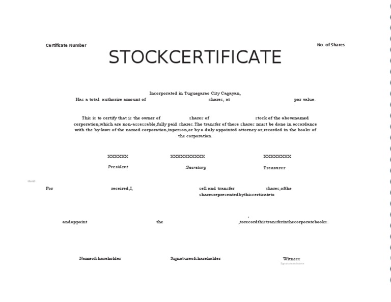 Stock Certificate Template | PDF