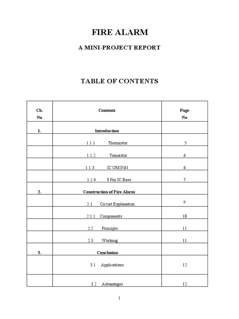 Fire Alarm: A Mini-Project Report | PDF | Integrated Circuit ...