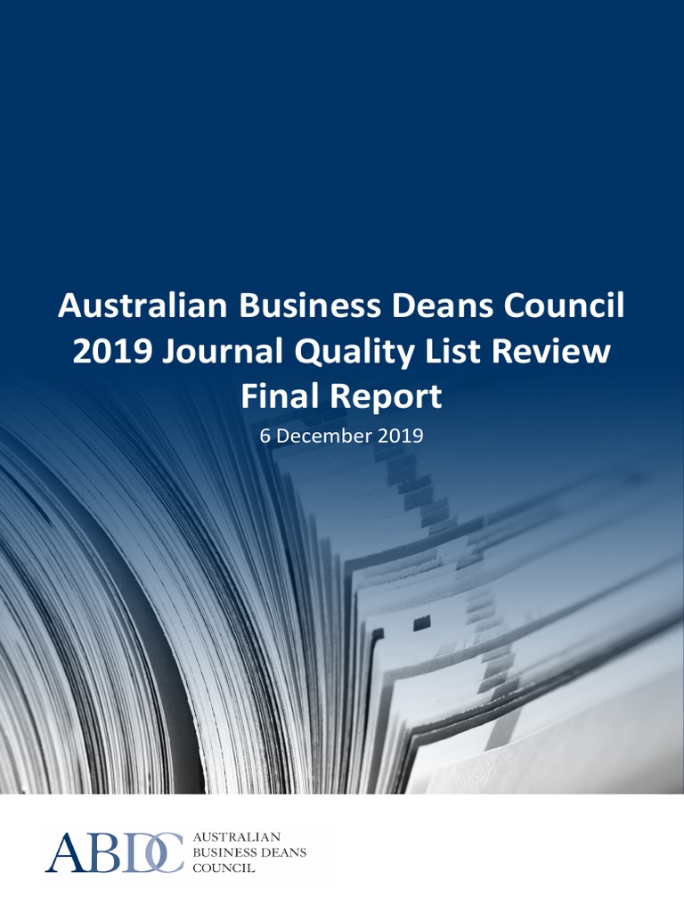 Abdc 2019 Journal Quality List Review Report 6 December 2019 - 2 PDF ...