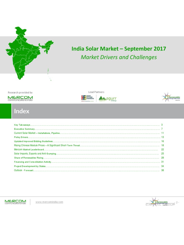 India Solar Market Report Sep 2017 | PDF | Solar Power | Renewable Energy