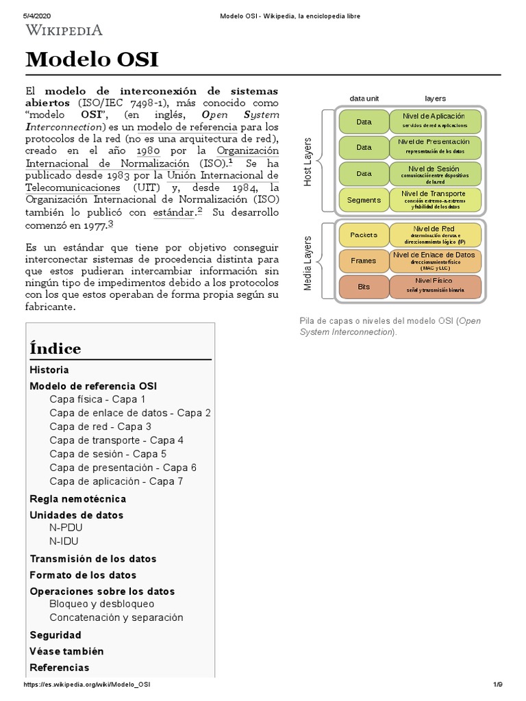 Modelo OSI - Wikipedia, La Enciclopedia Libre PDF | PDF | Modelo osi ... Modelo OSI - Wikipedia, La Enciclopedia Libre PDF | PDF | Modelo osi ...