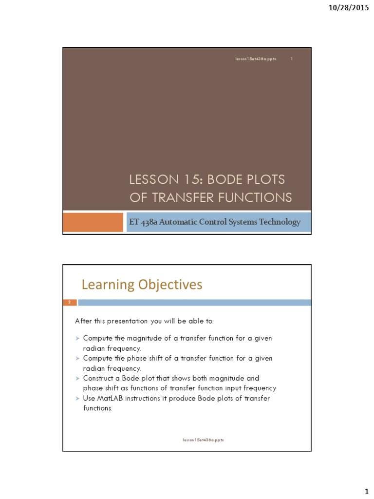 Lesson 15: Bode Plots of Transfer Functions: Learning Objectives ...