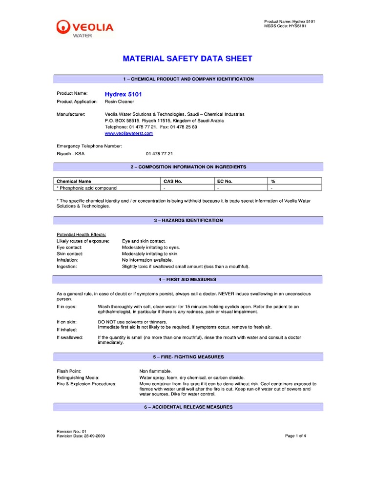 MSDS of Hydrex Chemicals | PDF