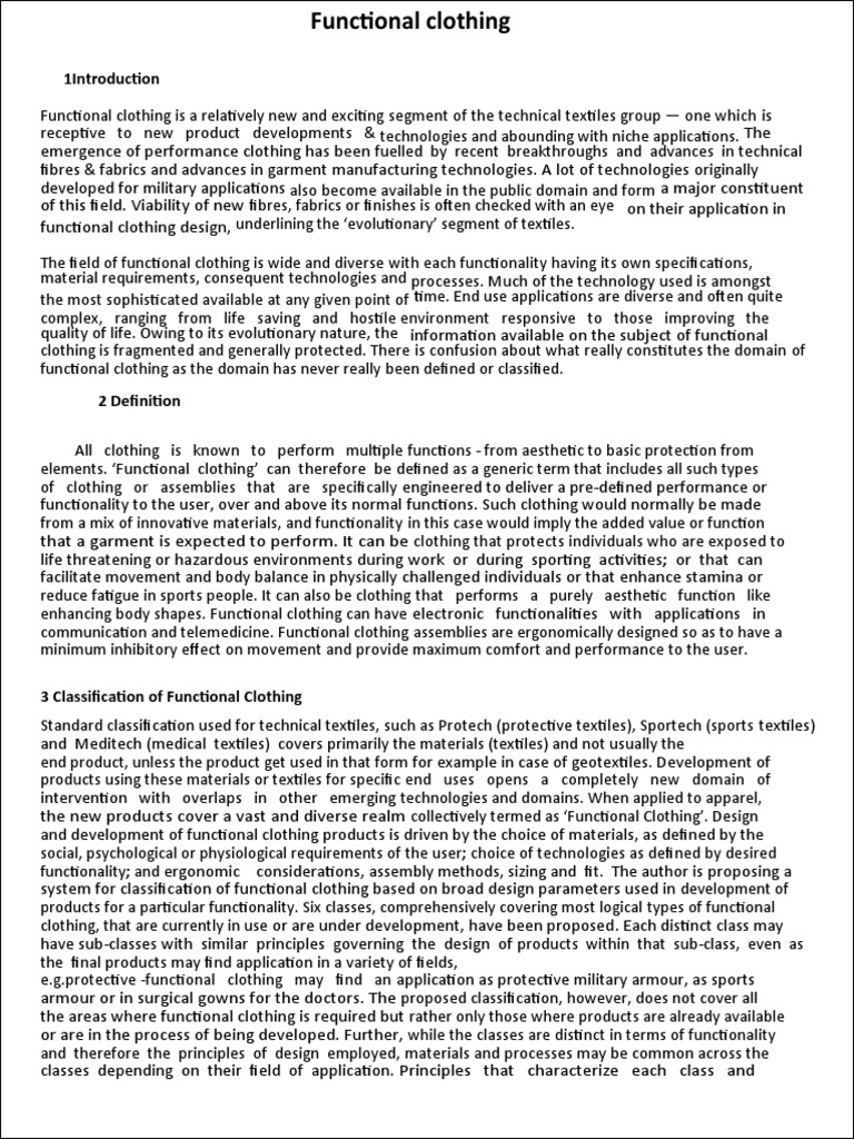 Functional Clothing | PDF | Clothing | Textiles