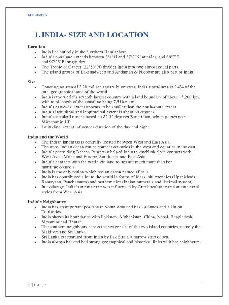 India's Latitude and Longitude Overview | PDF | Longitude | Latitude