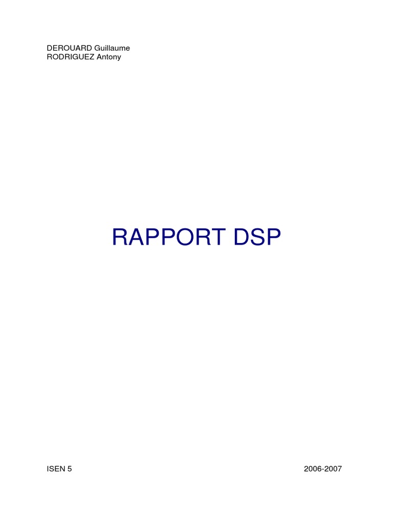 Rapport DSP | PDF | Processeur de signal numérique | Parallélisme ...