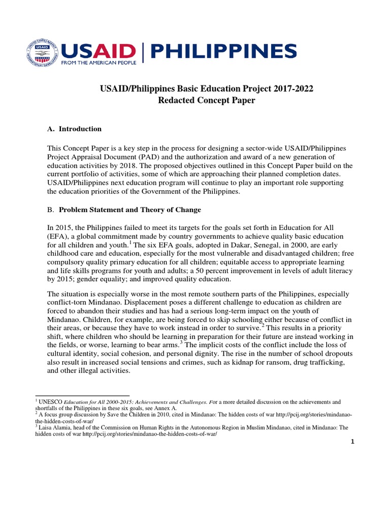USAID/Philippines Basic Education Project 2017-2022 Redacted Concept ...