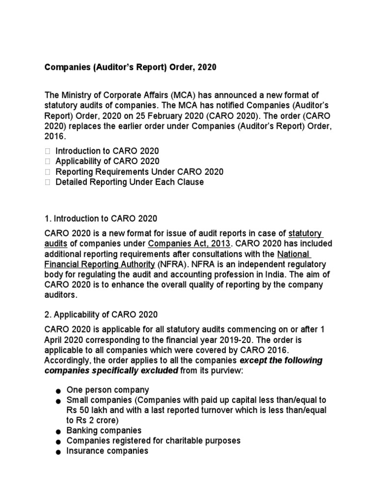 CARO | PDF | Auditor's Report | Deposit Account