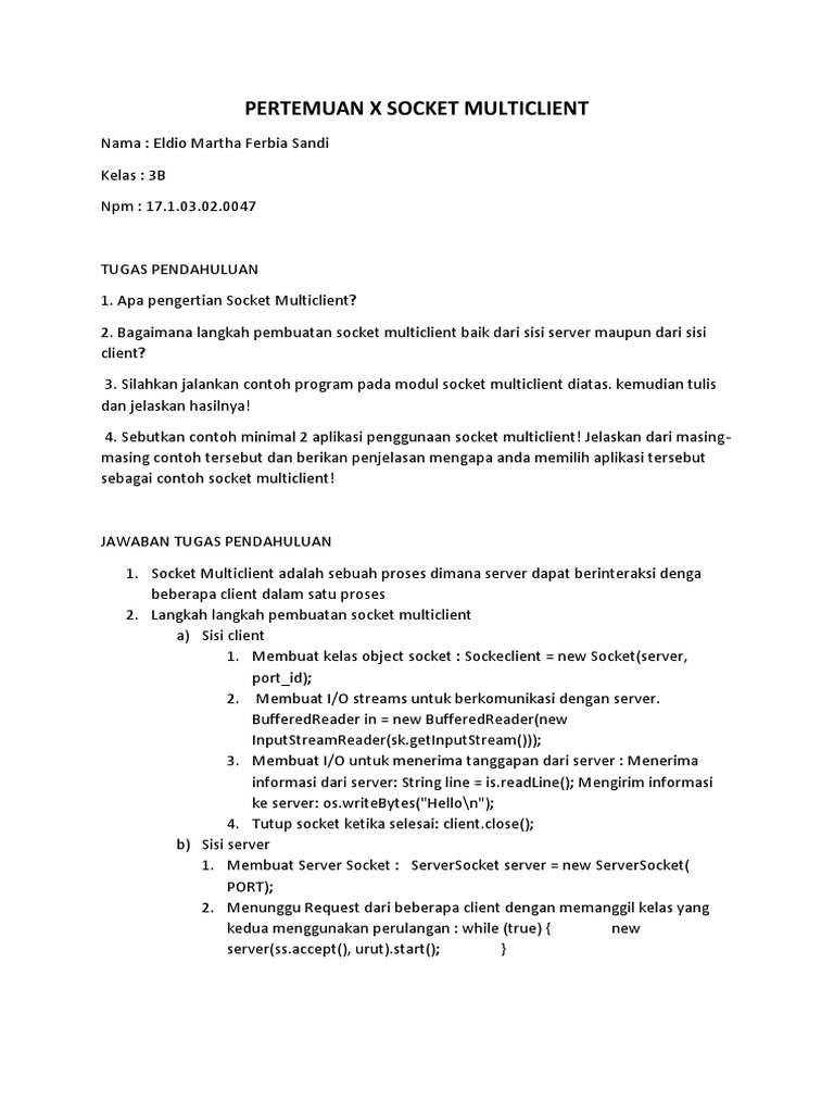 Pertemuan X Socket Multiclient | PDF