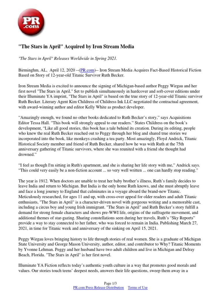 "The Stars in April" Acquired by Iron Stream Media | PDF