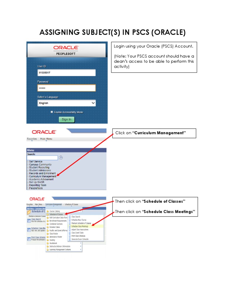 Assigning Subject (S) in Pscs (Oracle) | PDF