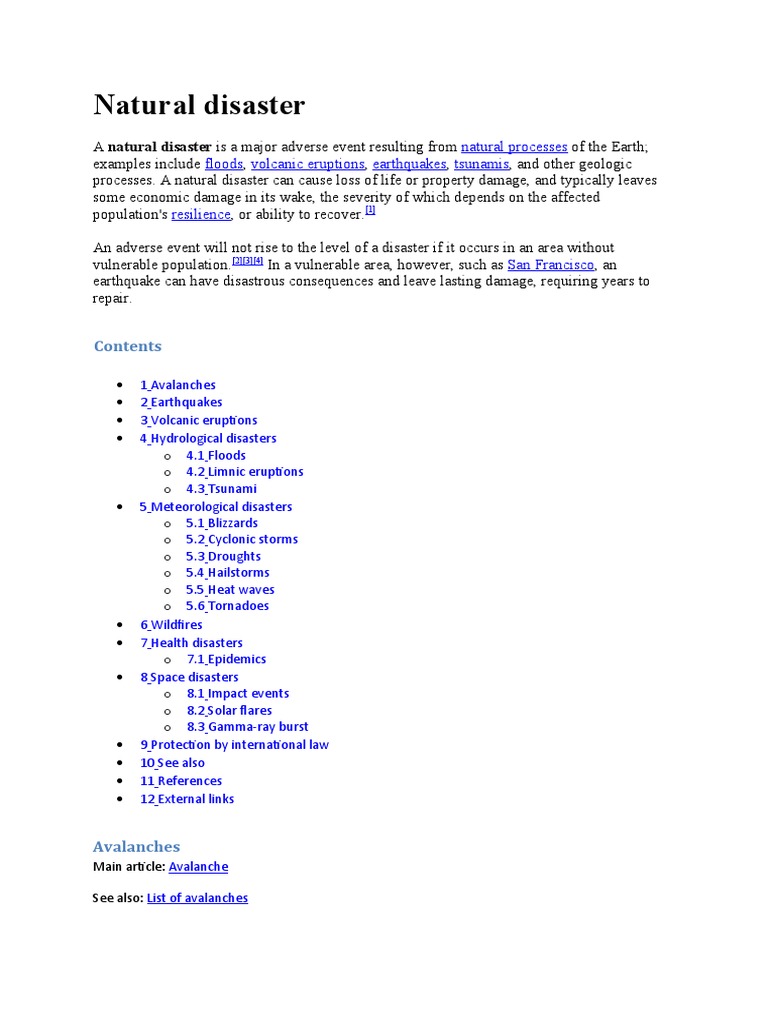 Natural Disaster: Natural Processes Floods Volcanic Eruptions ...